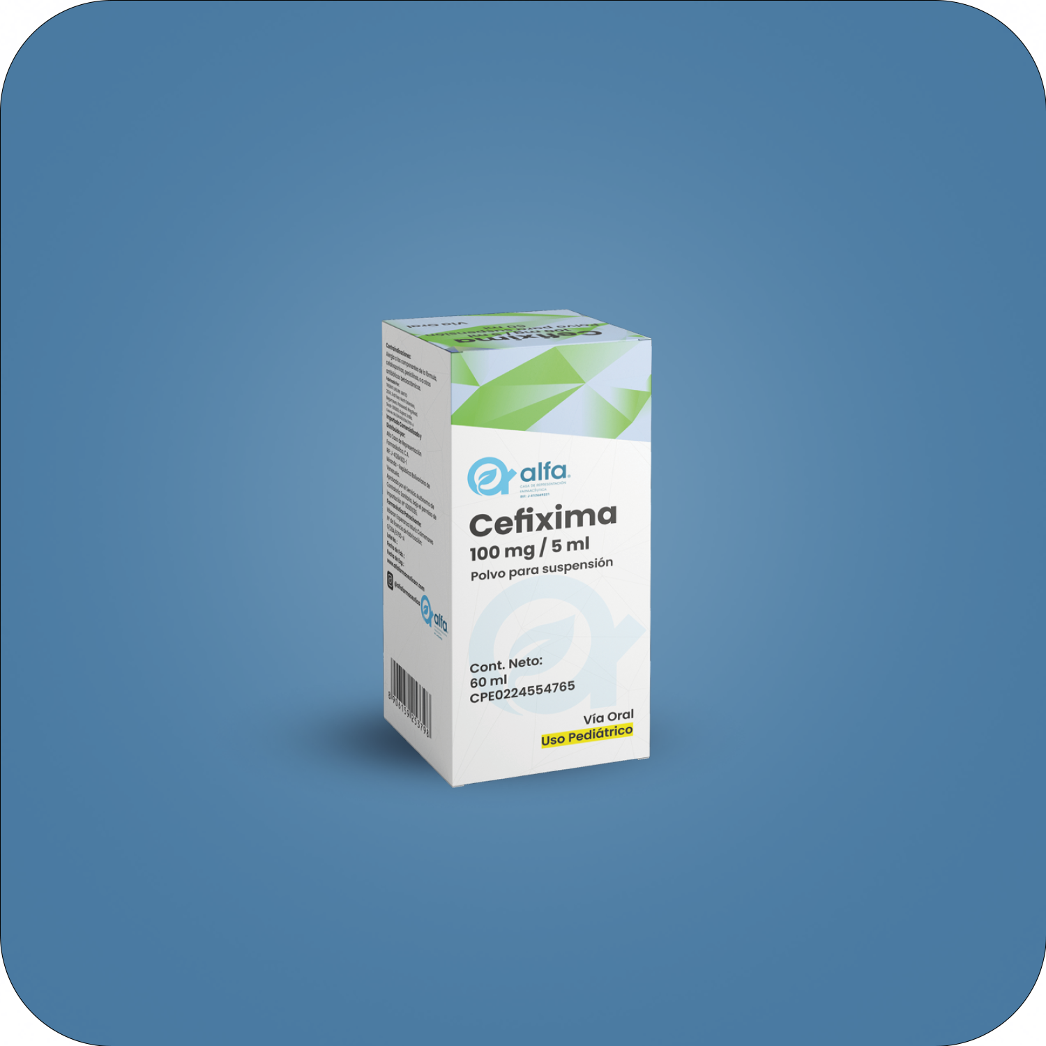 CEFIXIMA 100 MG/5 ML POLVO PARA SUSPENSION PEDIATRICA FRASCO 60 ML